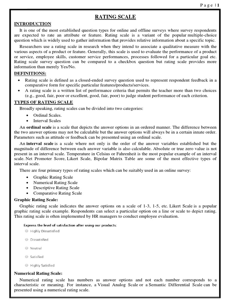 Rating Scale | PDF | Level Of Measurement | Customer Satisfaction