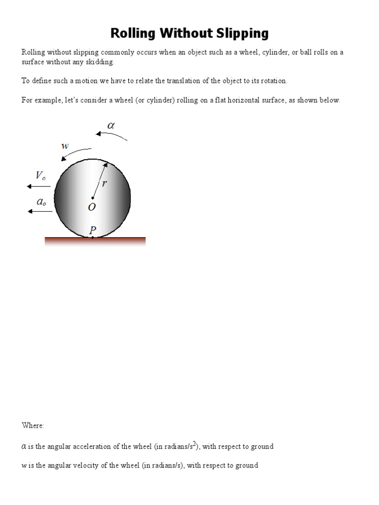 Rolling Without Slipping PDF | PDF | Acceleration | Mathematical Analysis