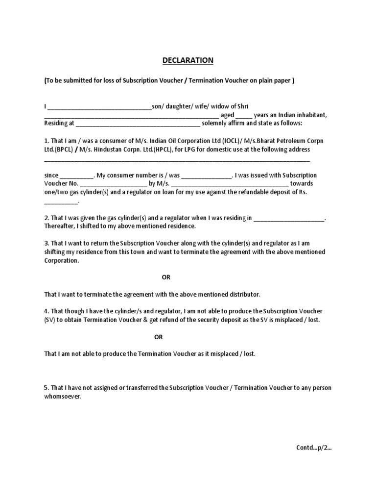 Declaration: (IOCL) / - (BPCL) | PDF | Affidavit | Petroleum