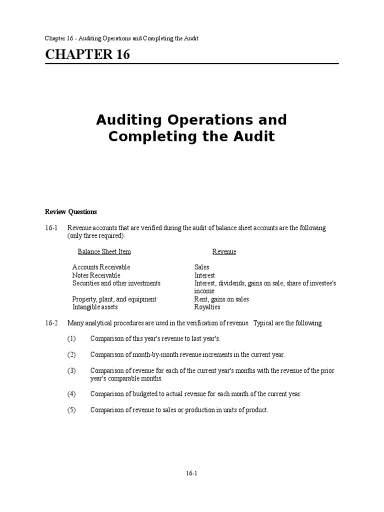 Chapter 16 Solution Manual | PDF | Audit | Auditor's Report
