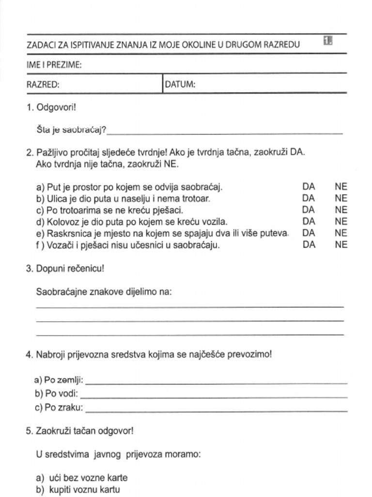 Moja Okolina Testovi 2 | PDF