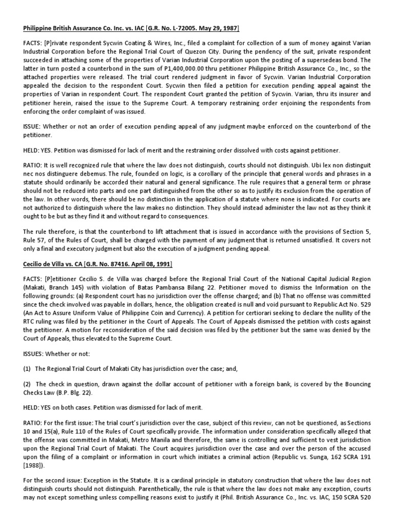 Philippine British Assurance Co. Inc. vs. IAC (G.R. No. L-72005. May 29 ...
