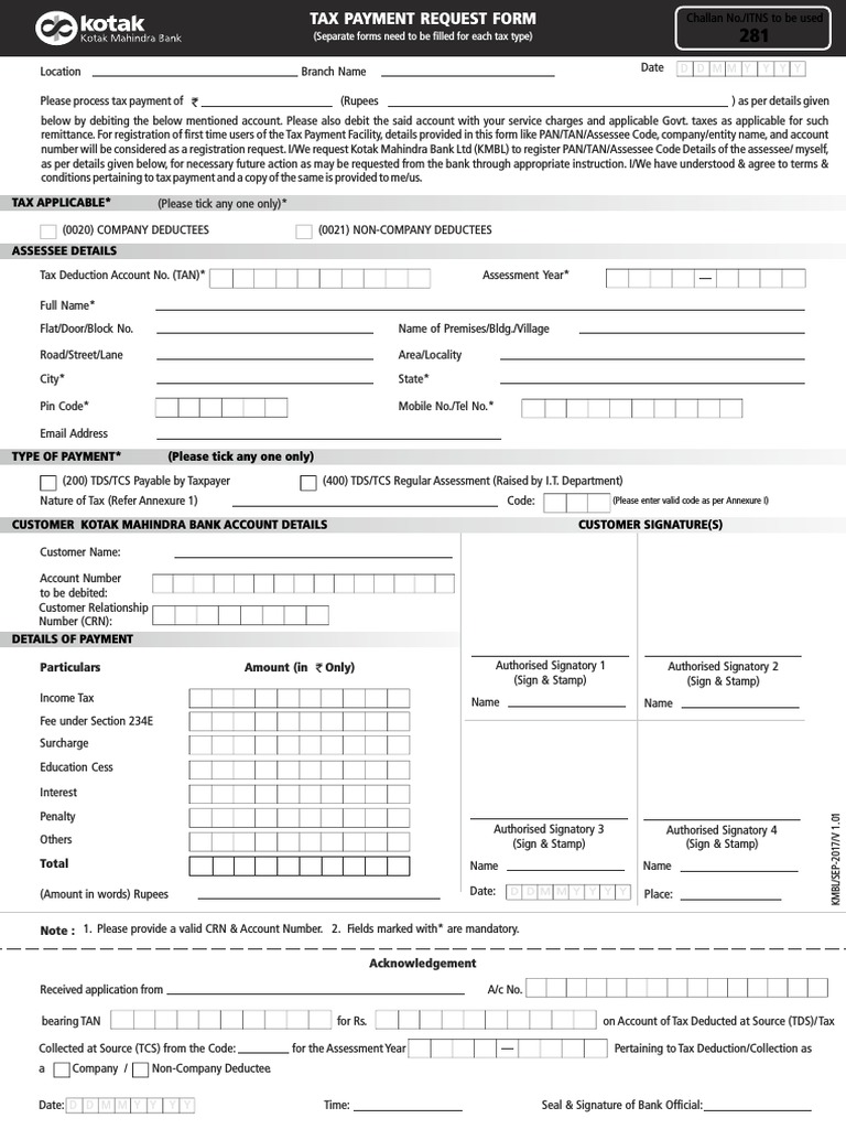 Kotak TDS Challan | PDF | Income Tax In India | Receipt