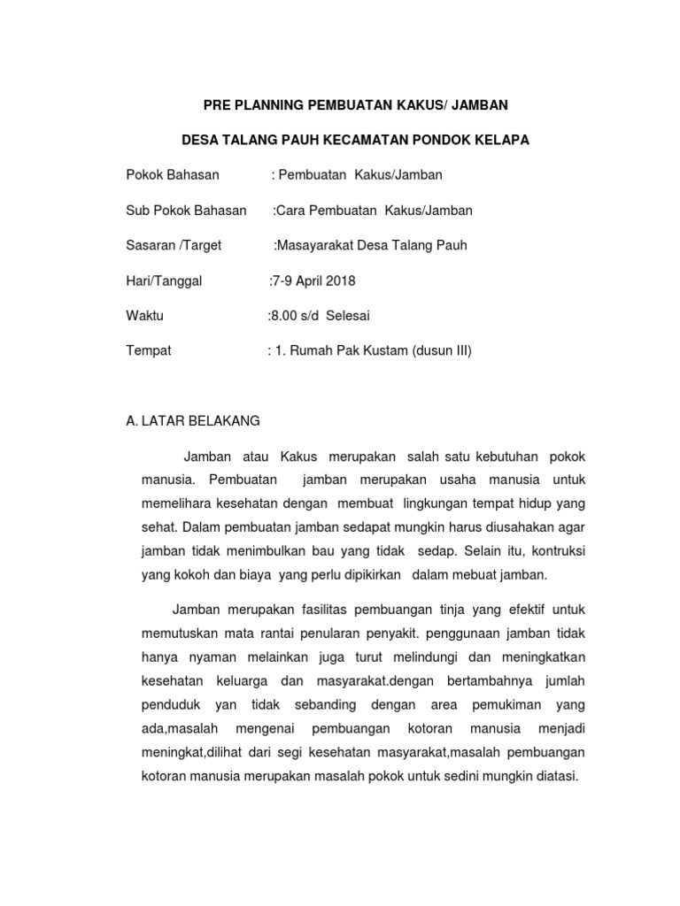 Pelatihan Jamban Sehat Desa Talang | PDF | Ilmu Sosial