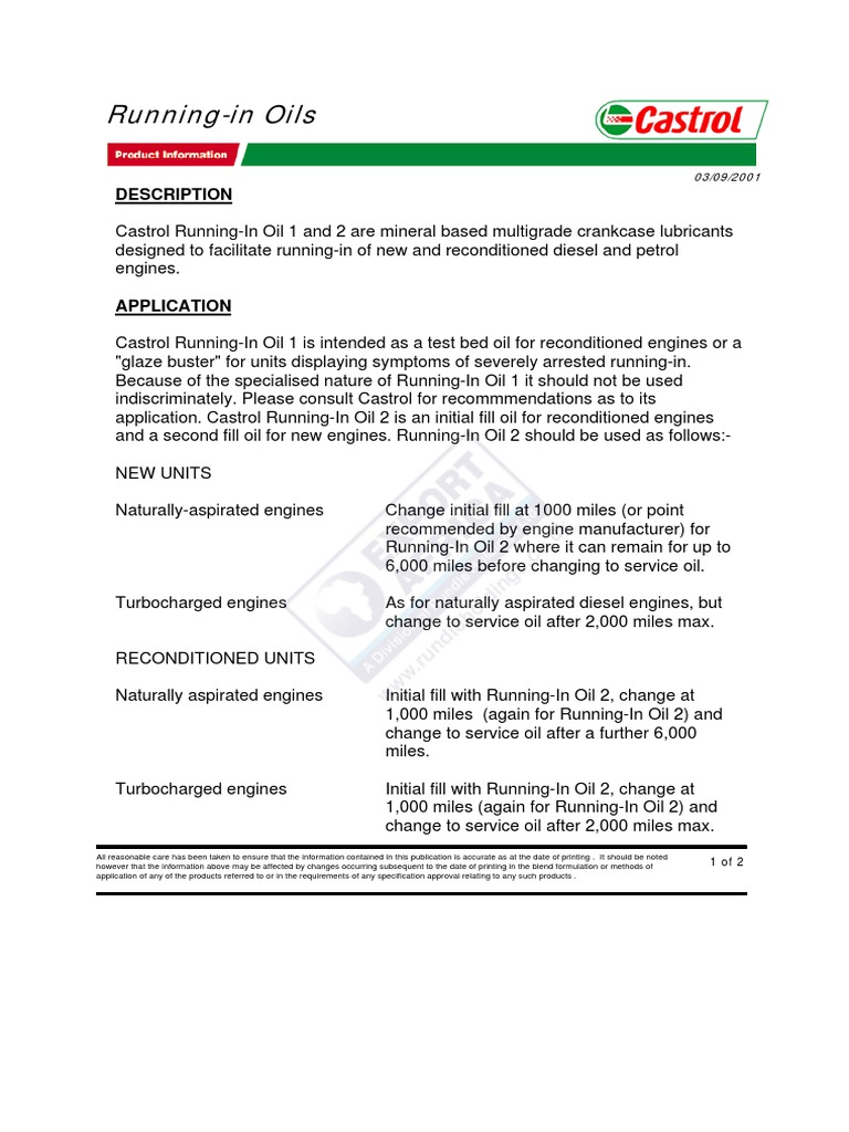 30 Running in Oil | PDF | Motor Oil | Mechanical Engineering