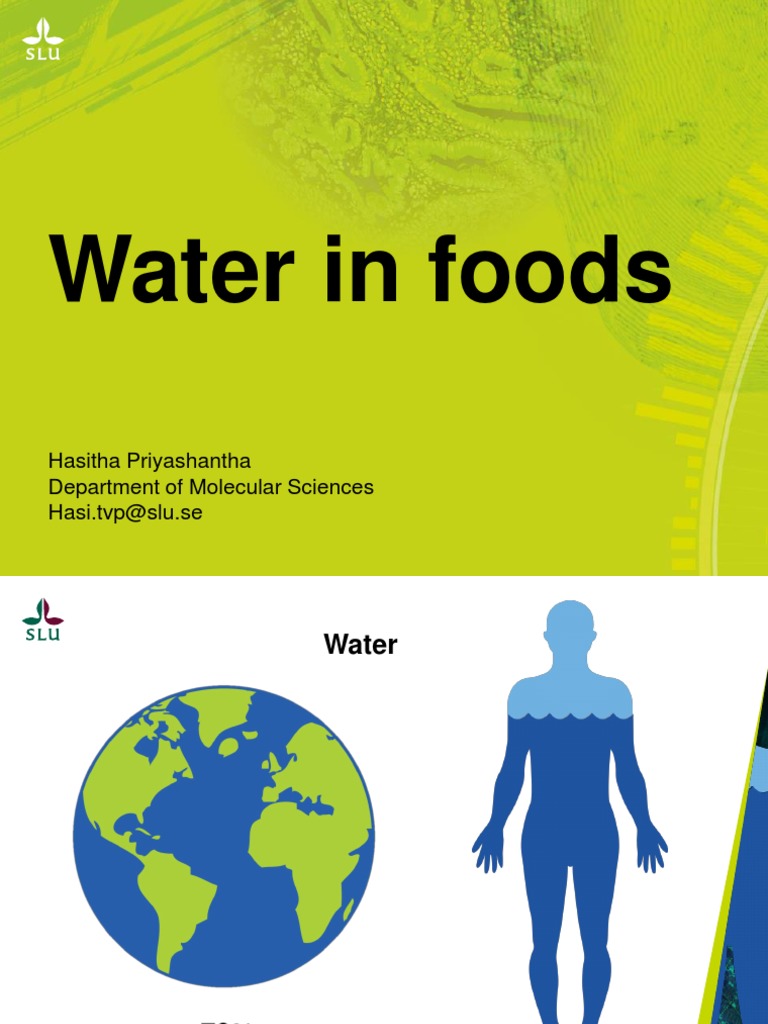 Water in Foods | PDF | Properties Of Water | Adhesion