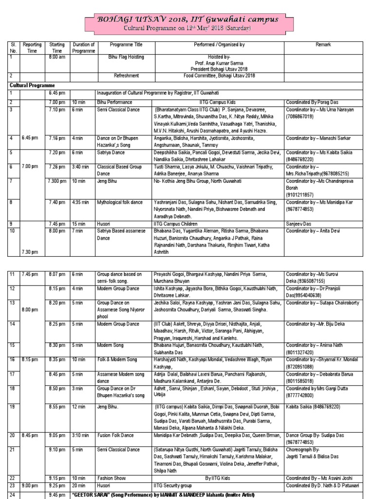 Bohagi Utsab Schdule | PDF | Performing Arts | Dances