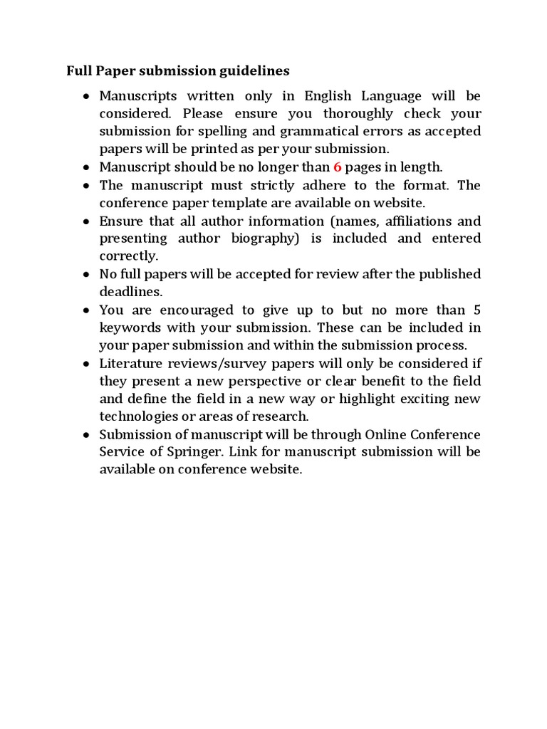 Full Paper Submission Guidelines | PDF | Written Communication ...
