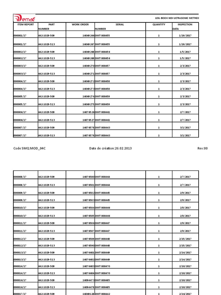 Log-Book NDT Ultrasonic 2017 | PDF | Nondestructive Testing | Tests