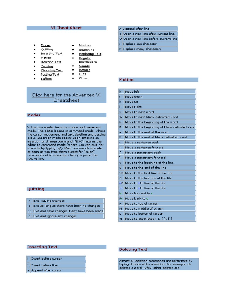 Vi Cheat Sheet | PDF | Letter Case | Regular Expression