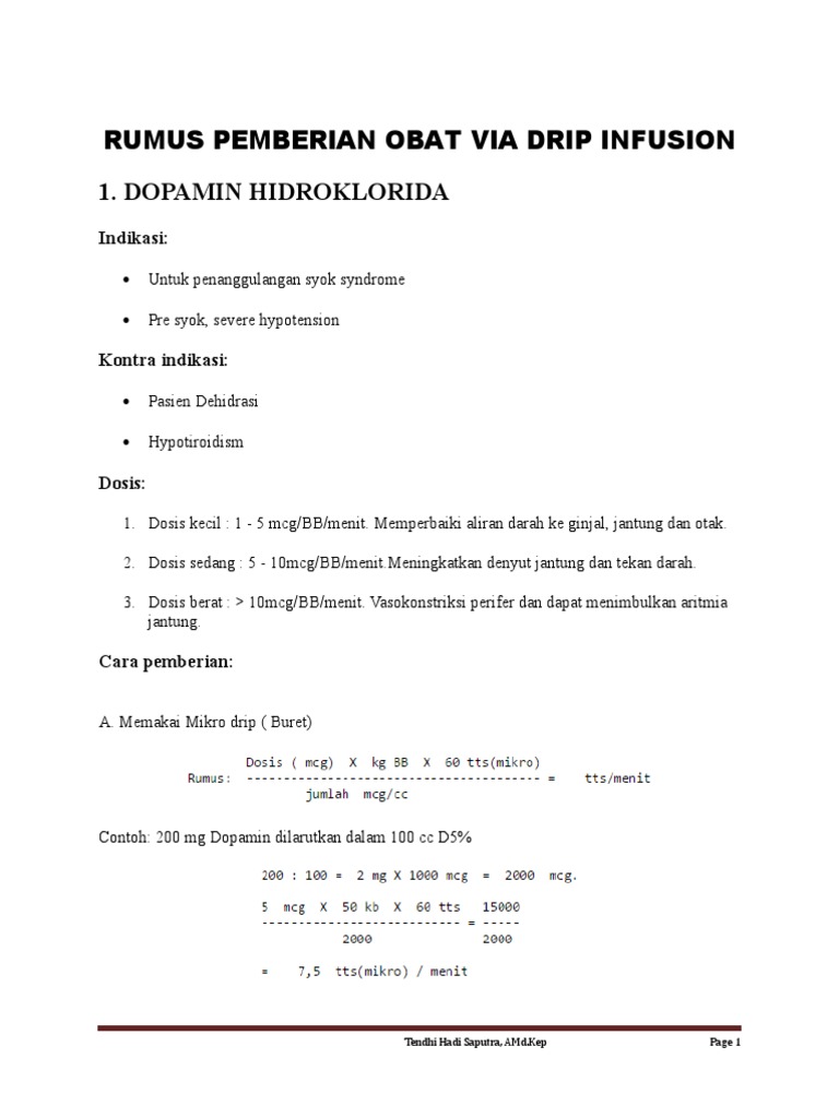 Cara Pemberian Obat Drip | PDF