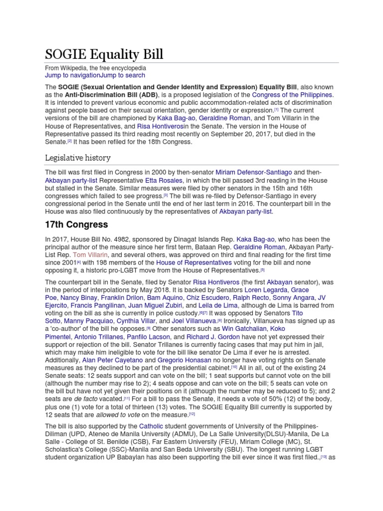 SOGIE Equality Bill | PDF | Government