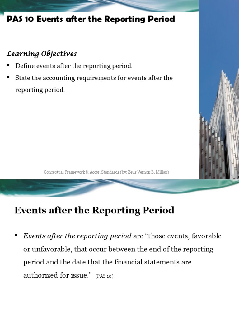 PAS 10: Events After Reporting Period | PDF | Financial Statement ...