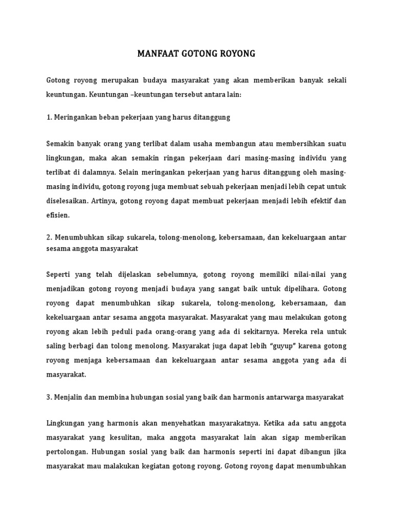 Manfaat Gotong Royong | PDF
