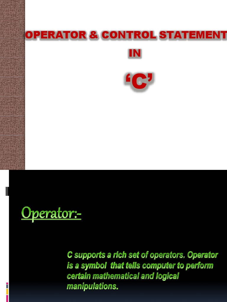 Operators And Control Statements In C 5092019 Updated Pdf Control Flow C Programming