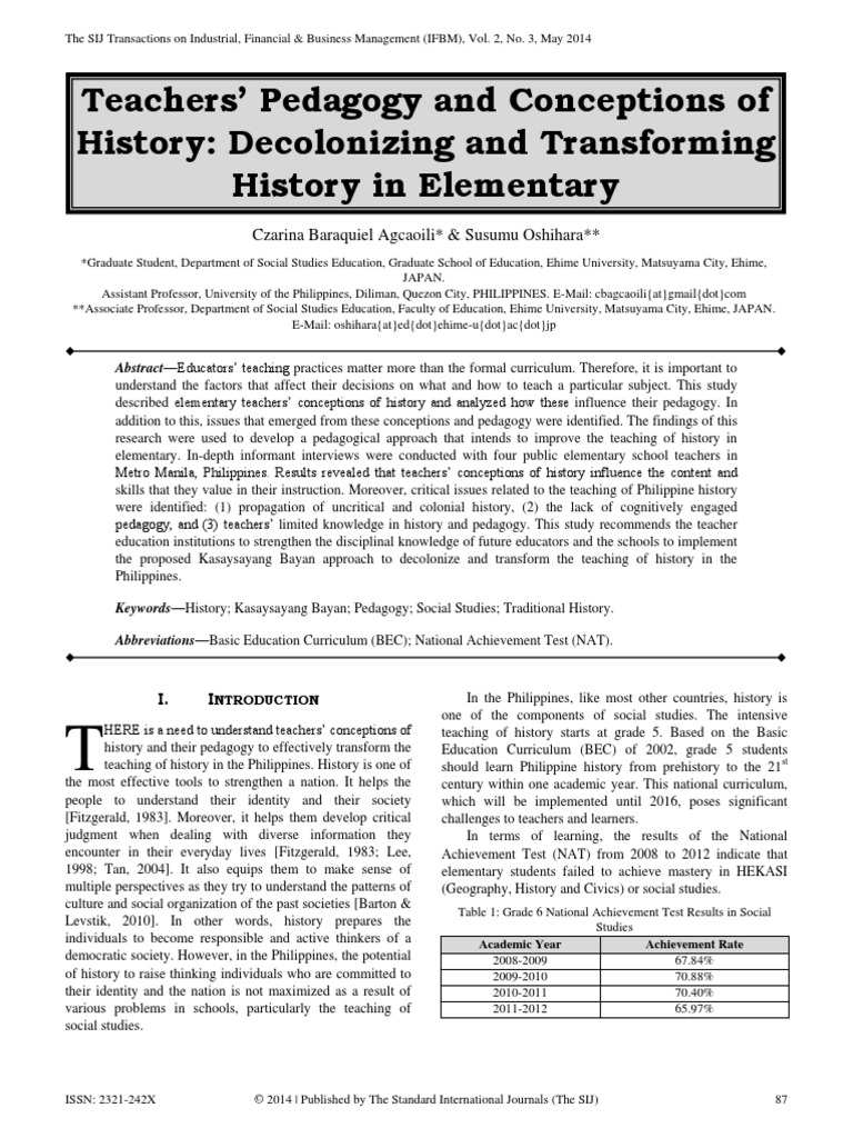 Teachers' Pedagogy and Conception of History | PDF | Teachers | Pedagogy