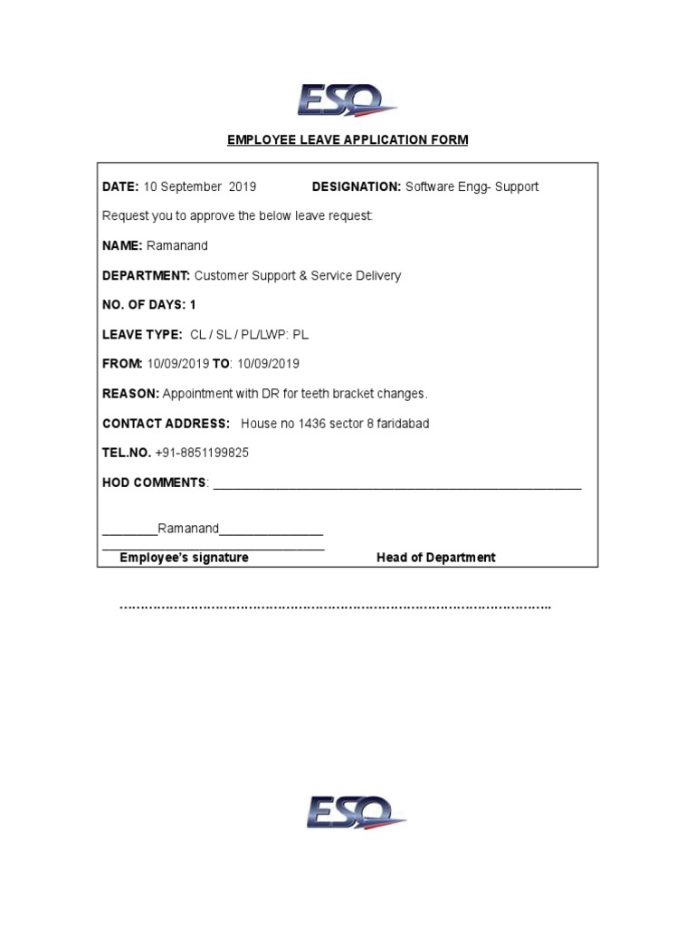 Employee Leave Request Form | PDF | Finance & Money Management