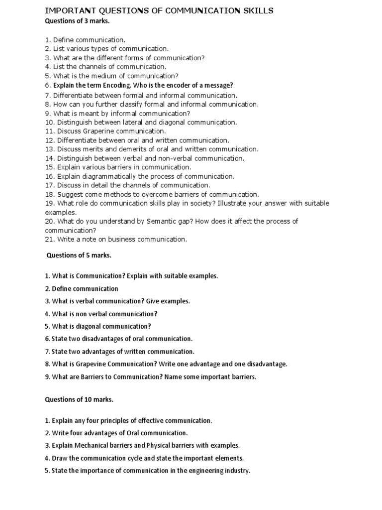 Questions Communication | PDF