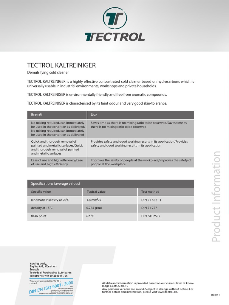 Demulsifying Cold Cleaner for Safe, Effective Degreasing | PDF ...