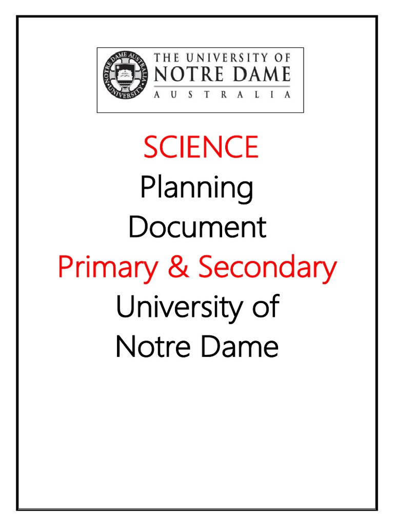 Science: Planning Document University of Notre Dame | PDF | Curriculum ...