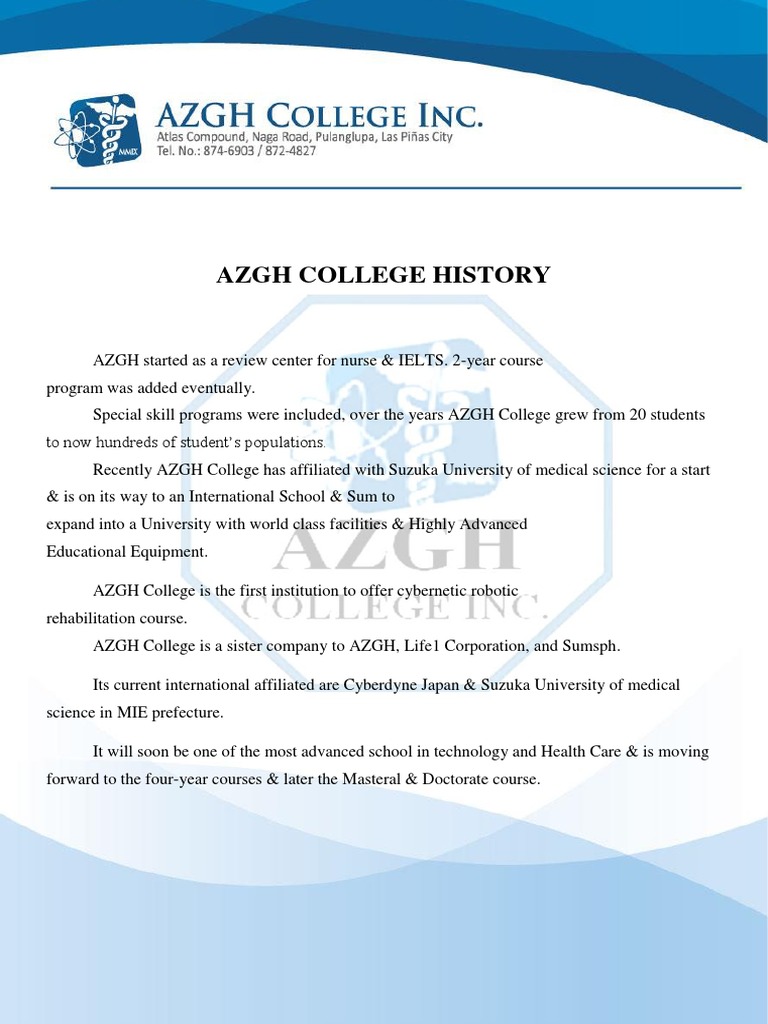Azgh College History | PDF | Higher Education | Medicine
