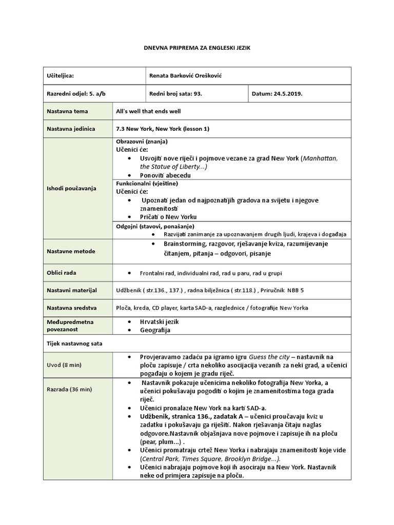 7.3 New York New York Lesson 1 | PDF