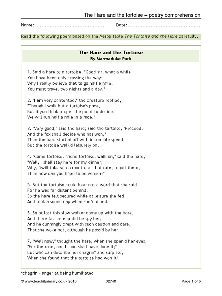 The Hare and The Tortoise | PDF | Poetry