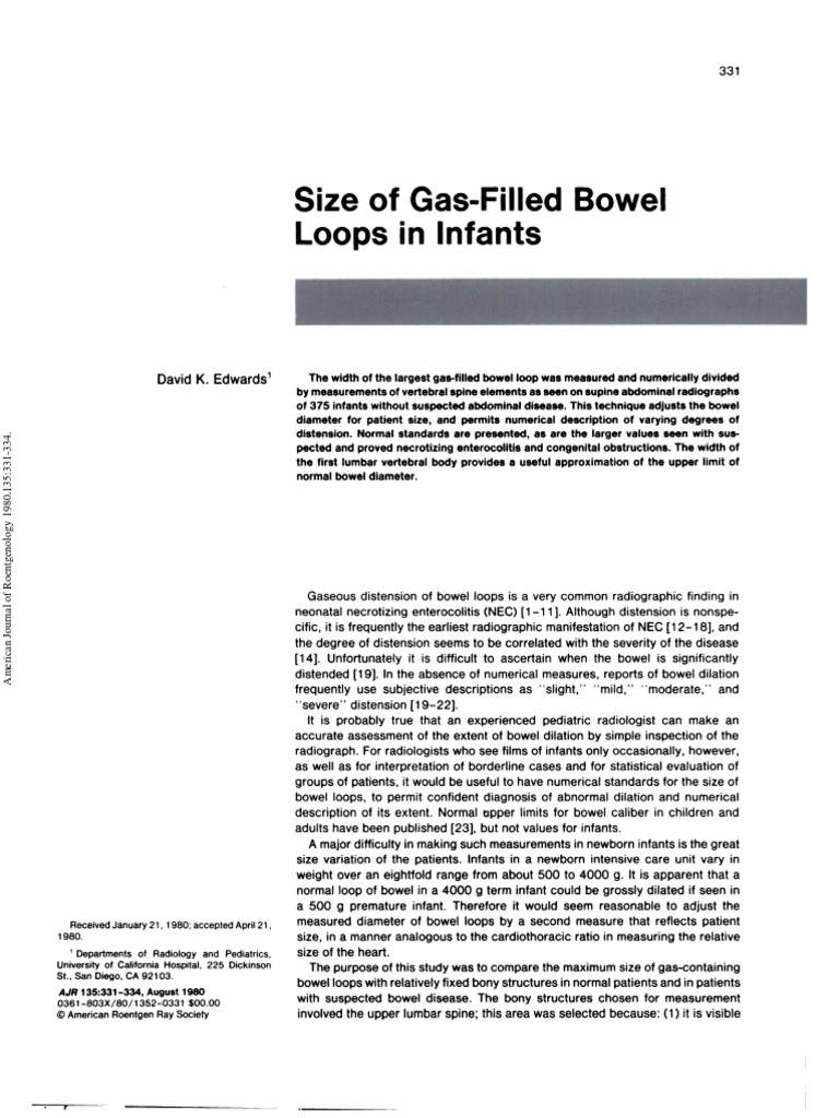 Size of Gas-Filled Bowel Loops in Infants: David K. Edwards1 | PDF ...