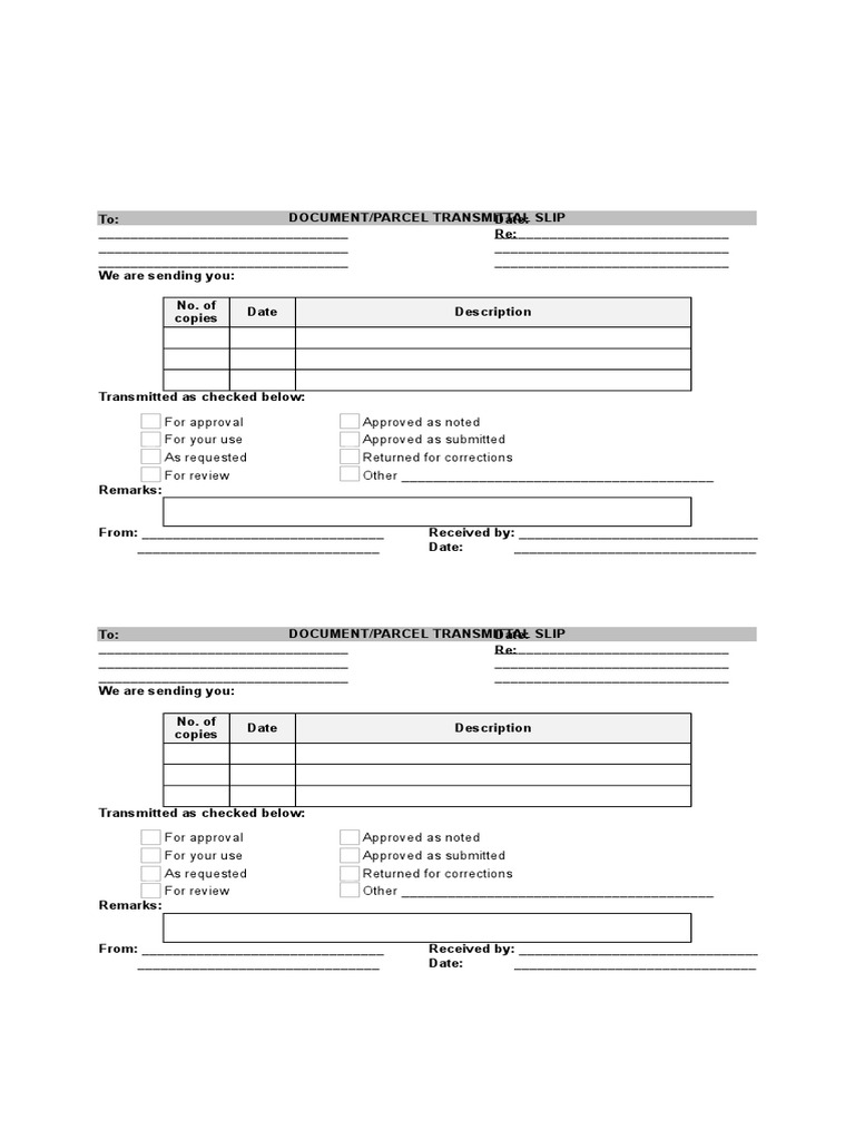 Transmittal Slip Sample | PDF