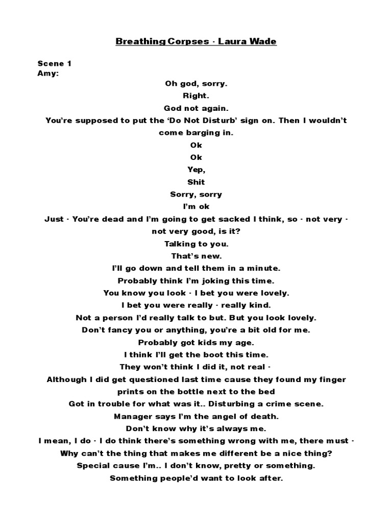 Amy's Monologue in Breathing Corpses | PDF