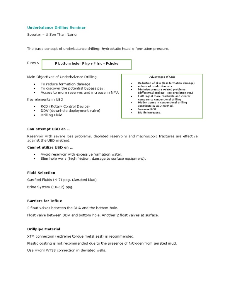 Underbalanced Drilling Seminar Guide | PDF | Oil Well | Petroleum Reservoir