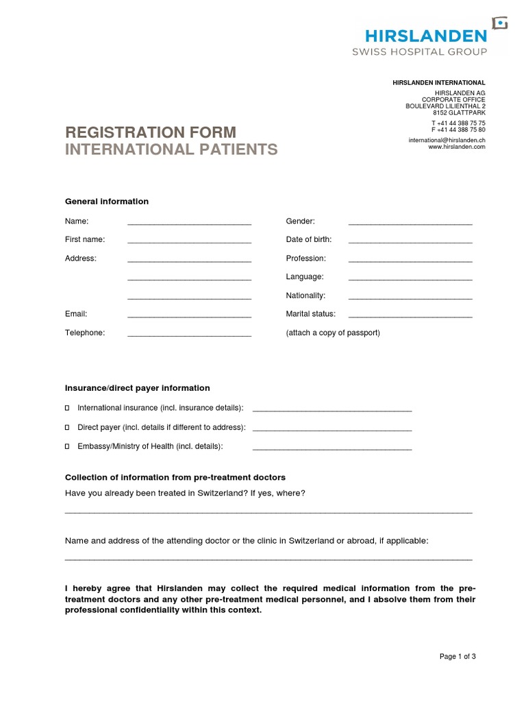 Registration Form and Terms for International Patients Seeking ...