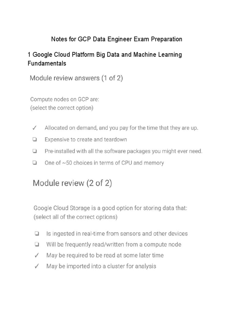 Notes For GCP Data Engineer Exam Preparation | PDF