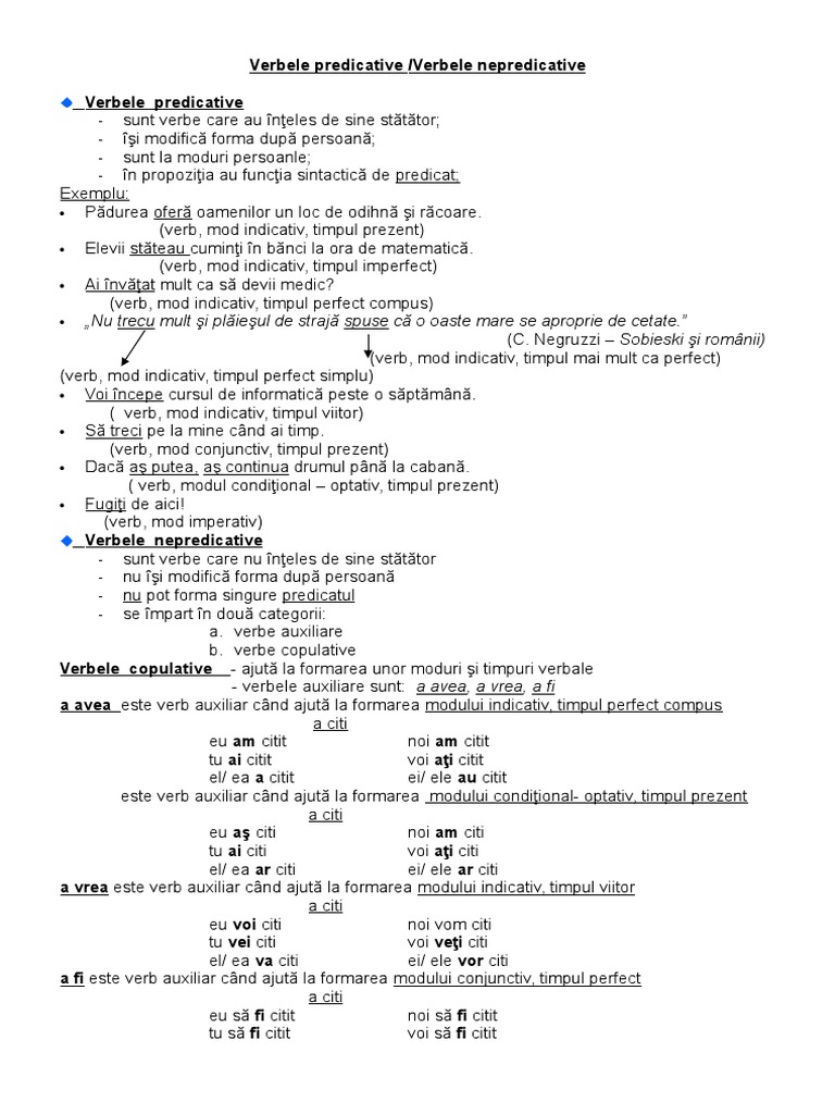 Verbele Predicative Si Nepredicative | PDF