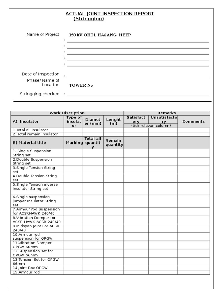 Joint Inspection Stringging (NEW) | PDF