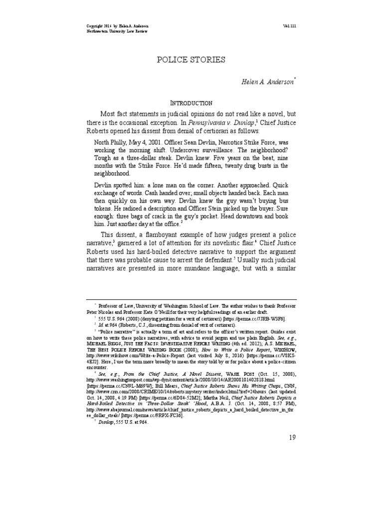 Police Stories: Helen A. Anderson | PDF | Narrative | Innocence Project