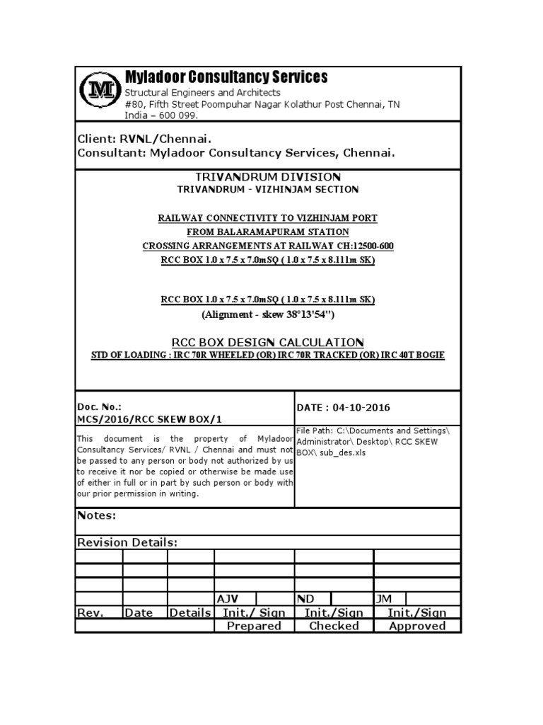 Skew Box 1 X 7.0 X 7.5m - Design | PDF | Precast Concrete | Economic ...