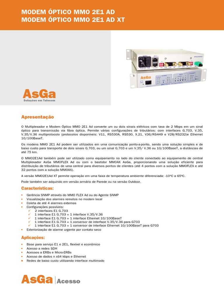 Manual Asga | PDF | Modem | Infraestrutura de telecomunicações