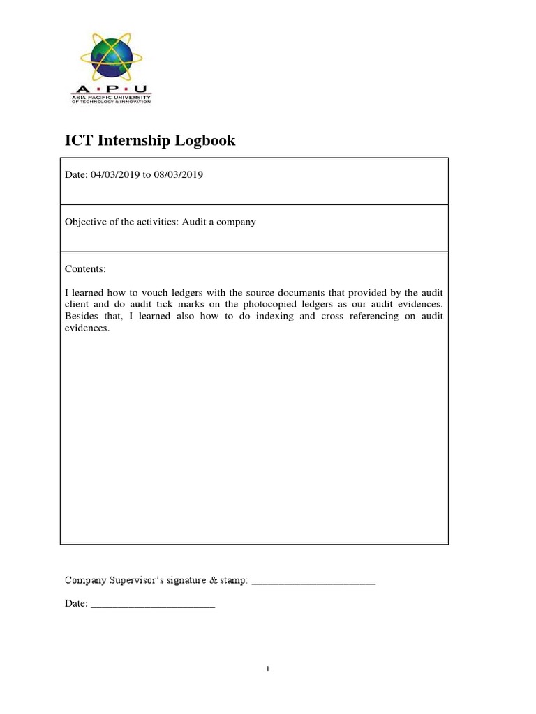 Industrial Placement Logbook | PDF | Audit | Taxes