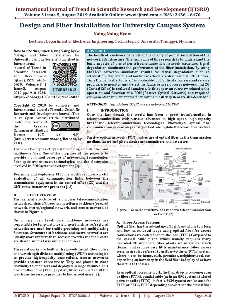 Design and Fiber Installation For University Campus System | PDF ...