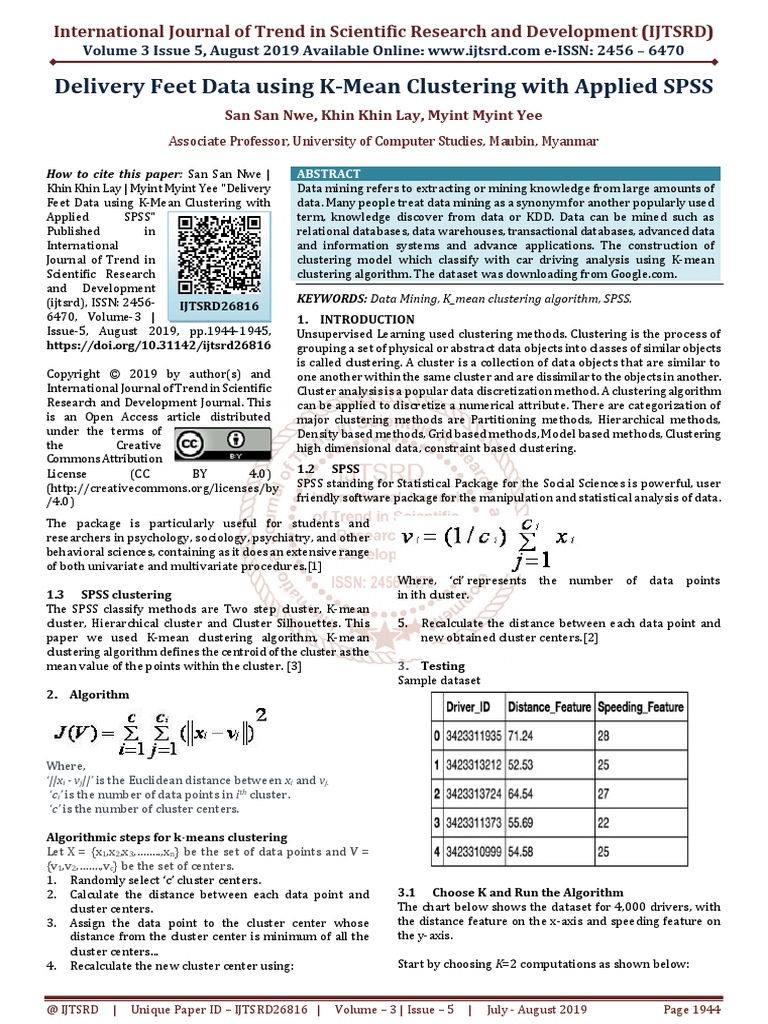 Delivery Feet Data Using K Mean Clustering With Applied SPSS | PDF | Cluster Analysis | Data Mining