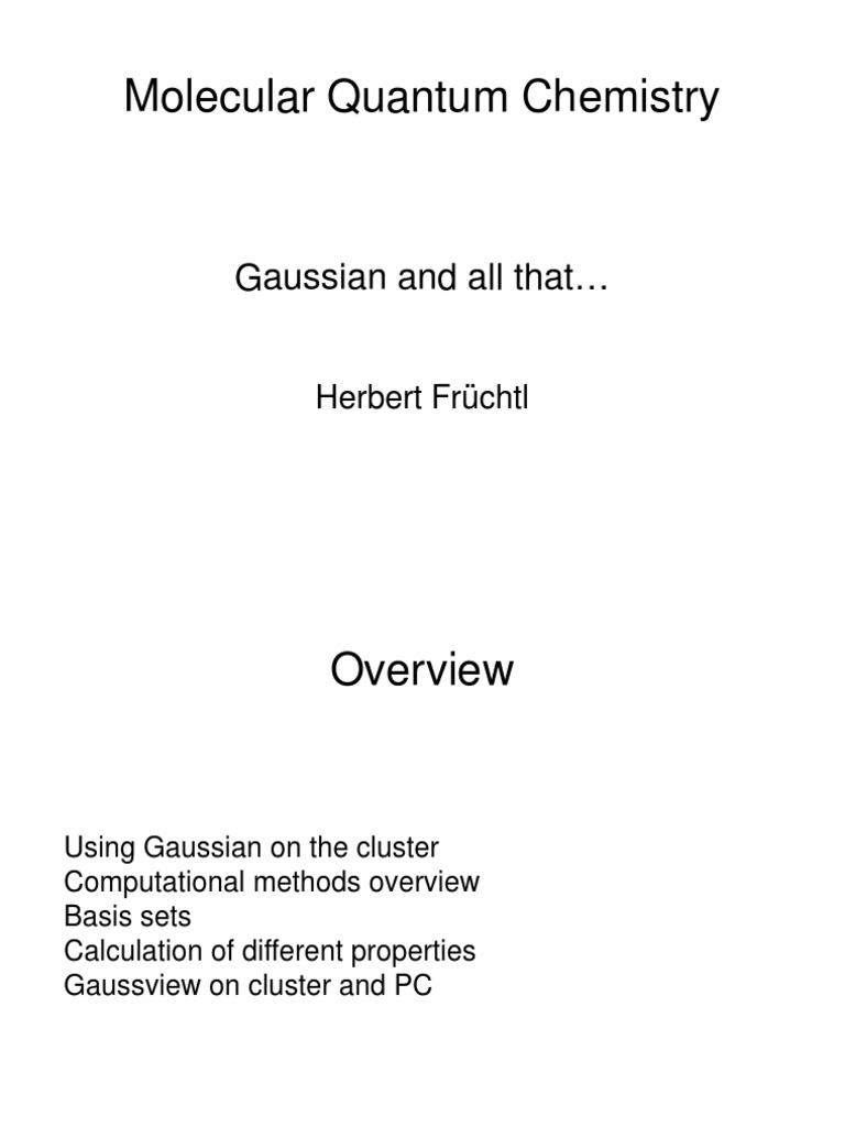Gaussian PDF | PDF | Density Functional Theory | Computational Chemistry