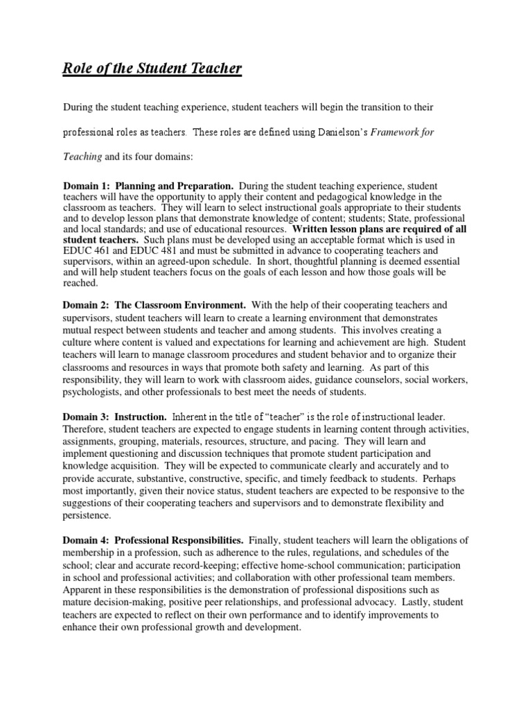 Roles and Responsibilities | PDF | Teachers | Lesson Plan