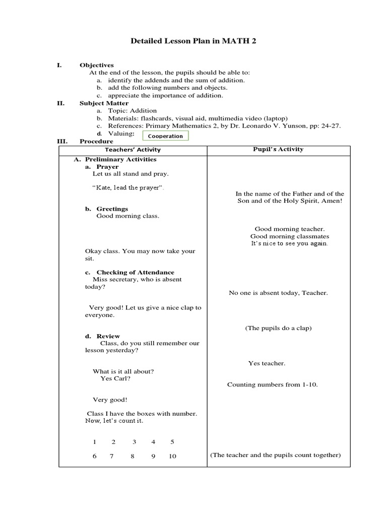 Detailed Lesson Plan in MATH 2 April 10 | PDF | Learning | Cognition