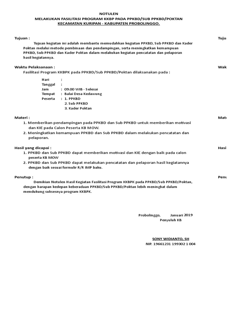 Notulen Fasilitasi PPKBD | PDF