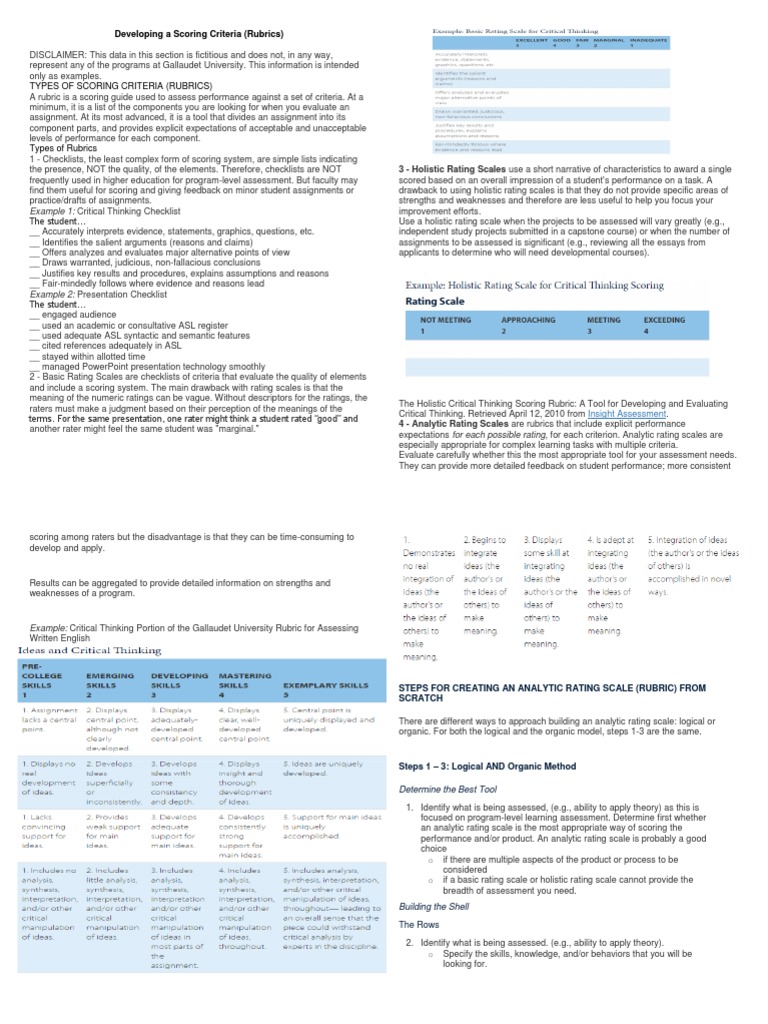 Developing A Scoring Criteria | PDF | Rubric (Academic) | Psychological ...