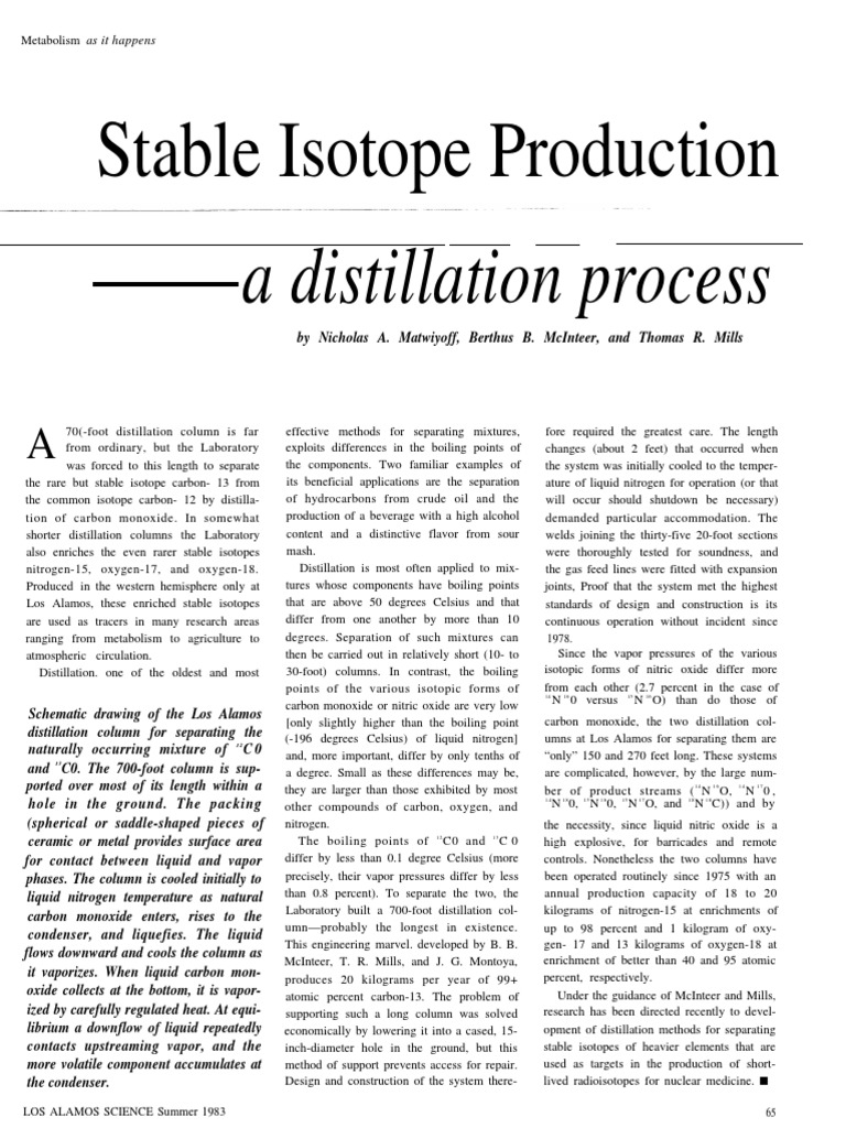Stable Isotope Production: A Distillation Process | PDF | Distillation ...