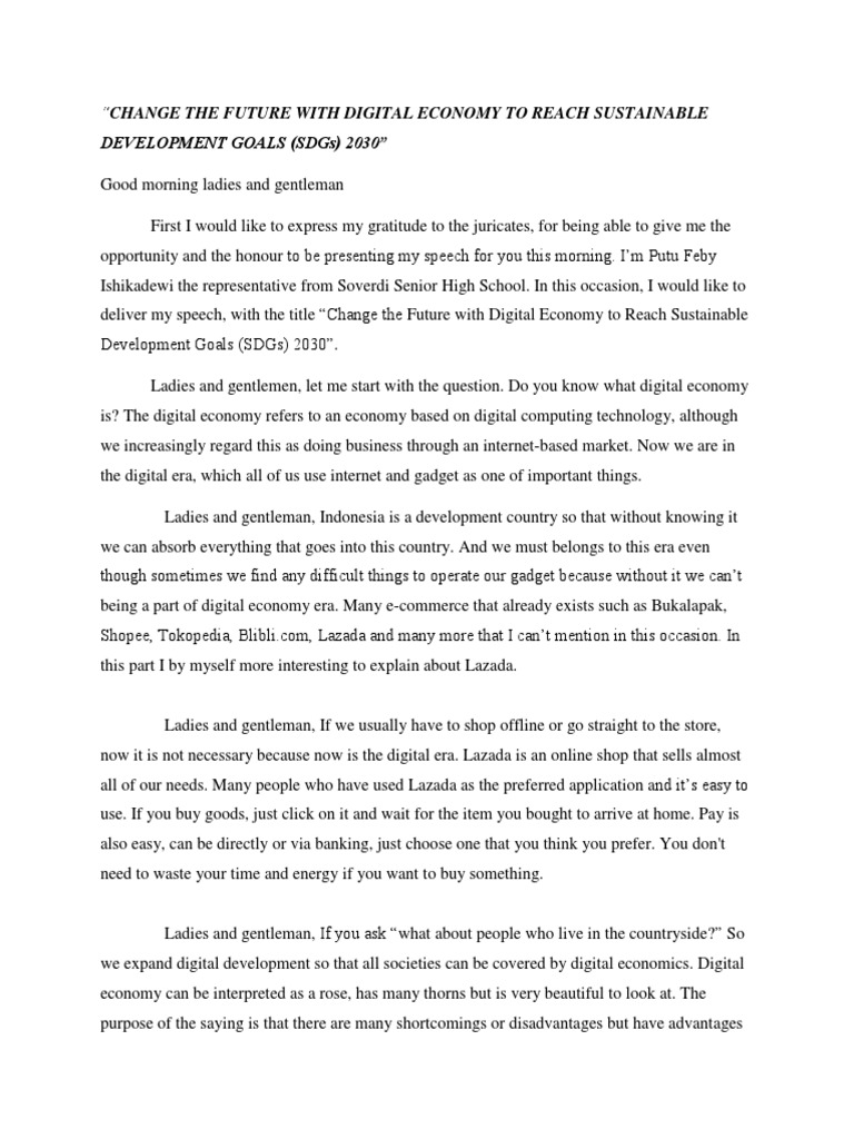 Development Goals (SDGS) 2030": "Change The Future With Digital Economy ...