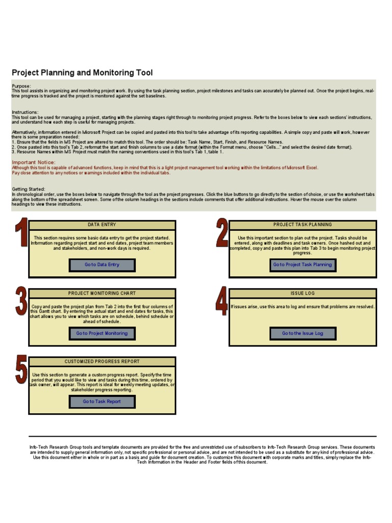 Project Planning and Monitoring Tool | PDF | Microsoft Excel | Computing