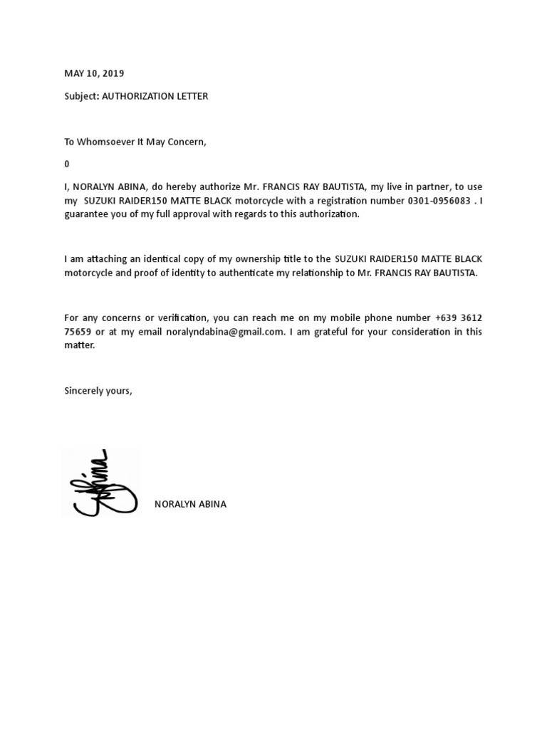 5 Authorization Letter Samples To Act On Behalf Word Excel Templates ...